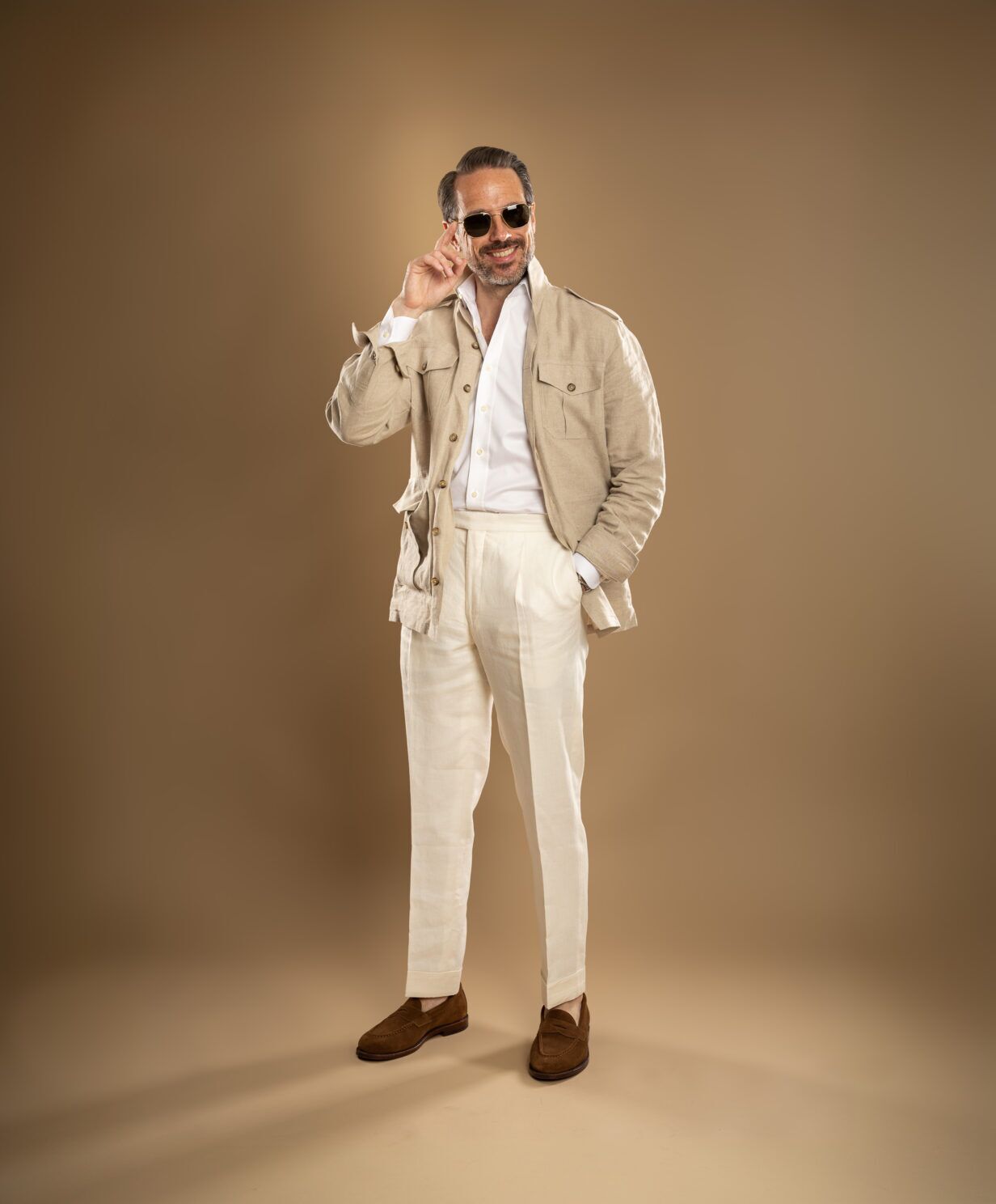 Stone Solid Linen Safari Shirt Jacket | He Spoke Style